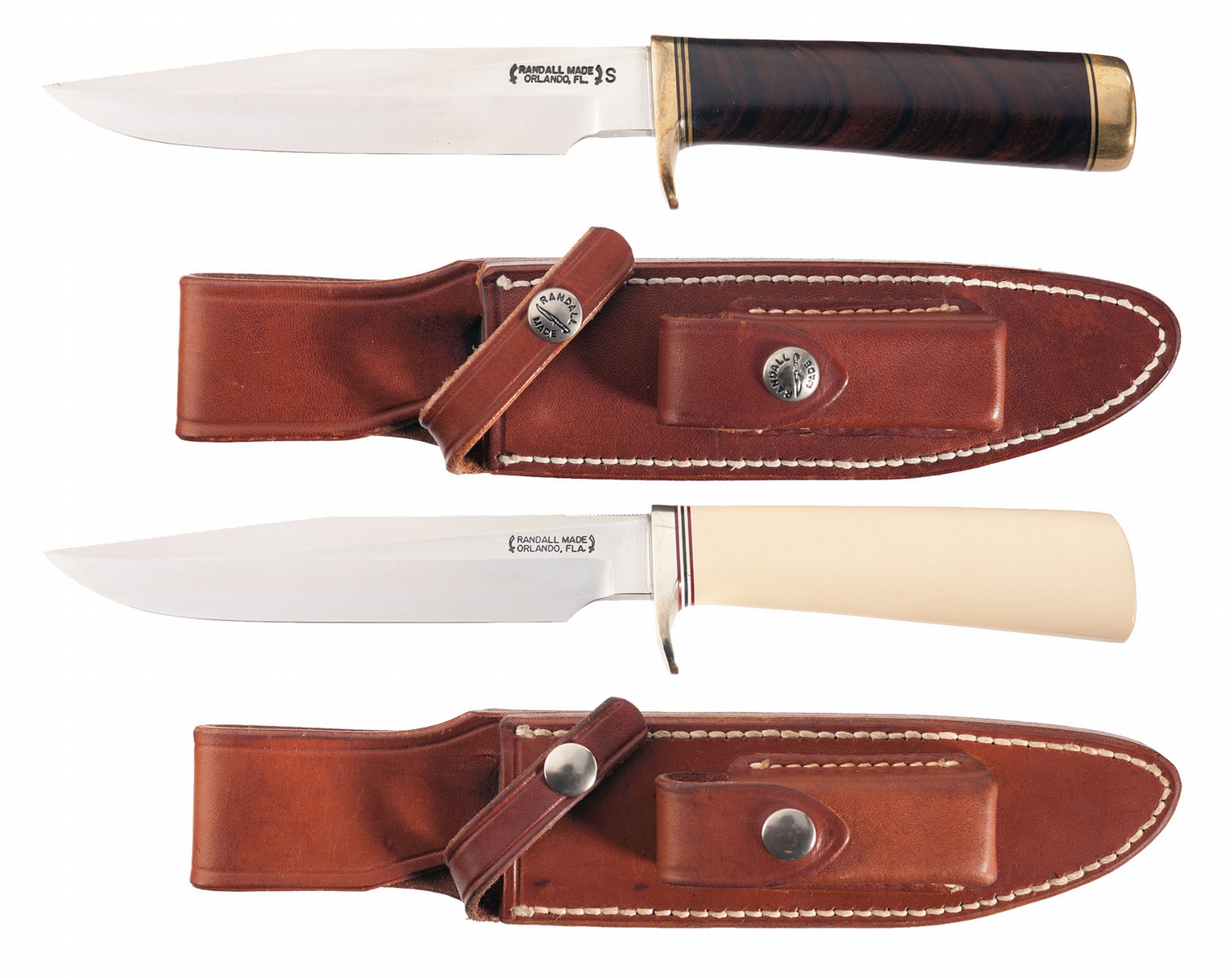 Two Randall Model 5-6 Camp & Trail Knives with Sheaths