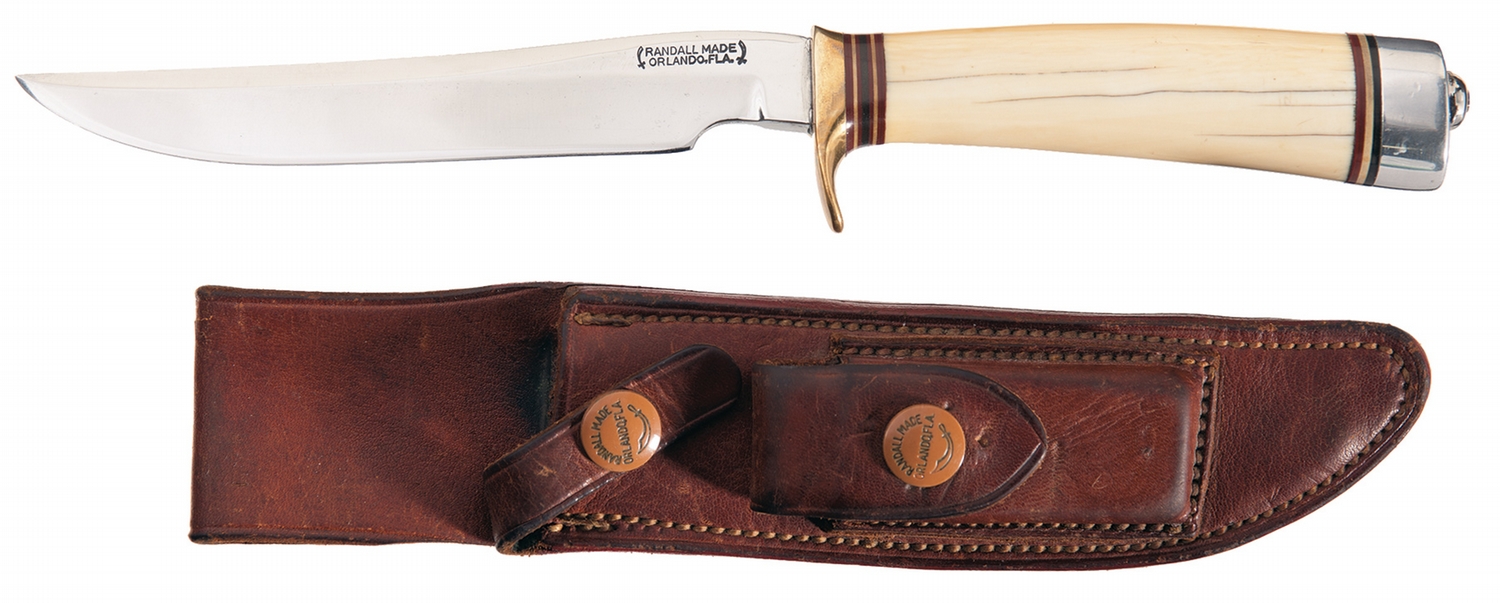 Custom Randall Model 3-6 Vintage Hunter Knife with Sheath and Ivory Grip