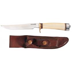 Custom Randall Model 3-6 Vintage Hunter Knife with Sheath and Ivory Grip