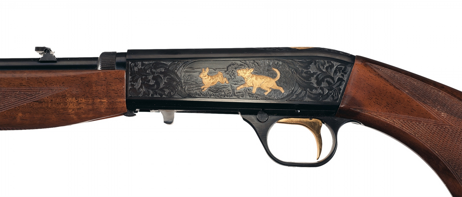 Engraved Gold Inlaid Browning Grade VI .22 Caliber Semi-Automatic Rifle ...