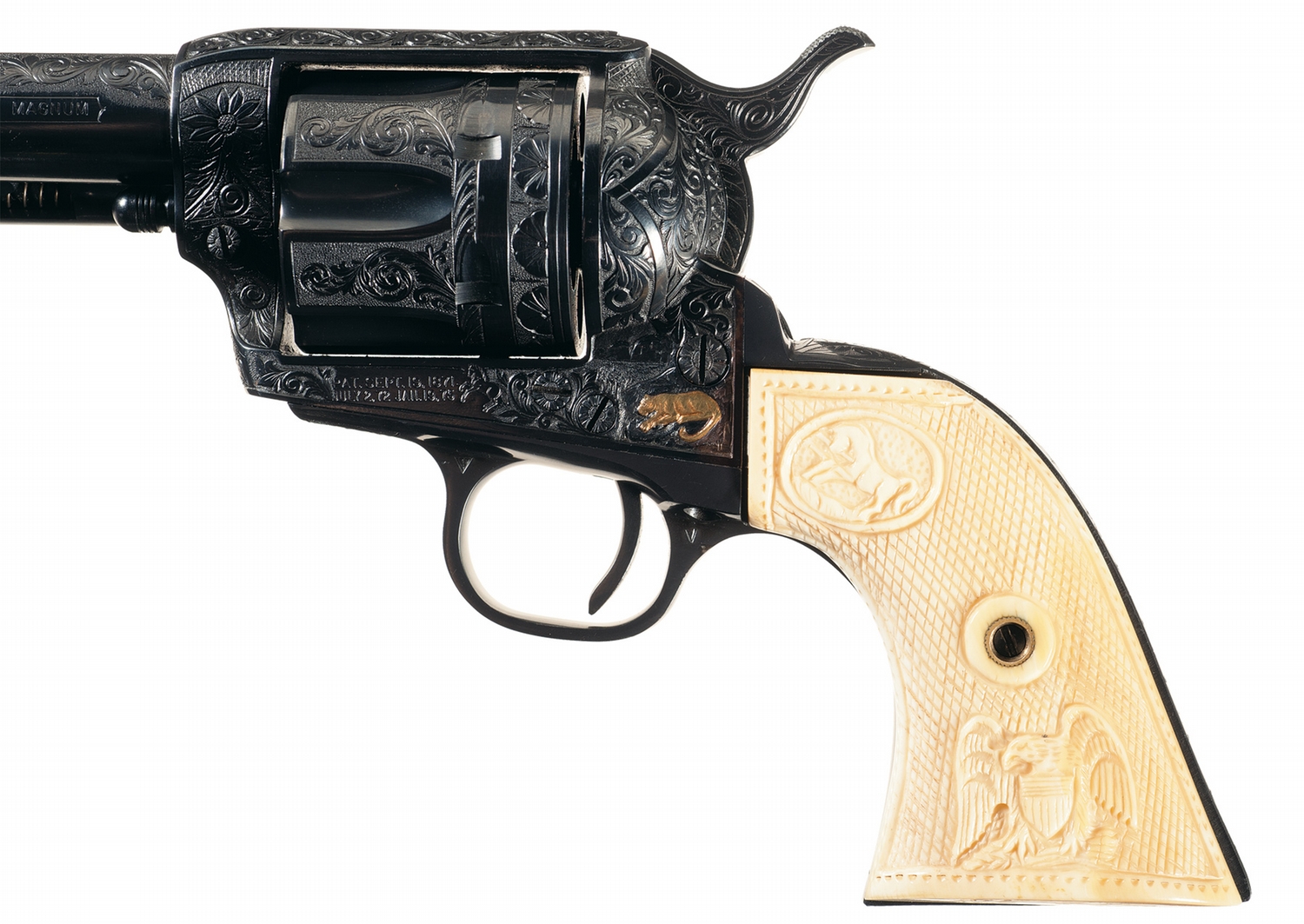 Custom Engraved Gold Inlaid Postwar Colt Single Action Army Revolver ...