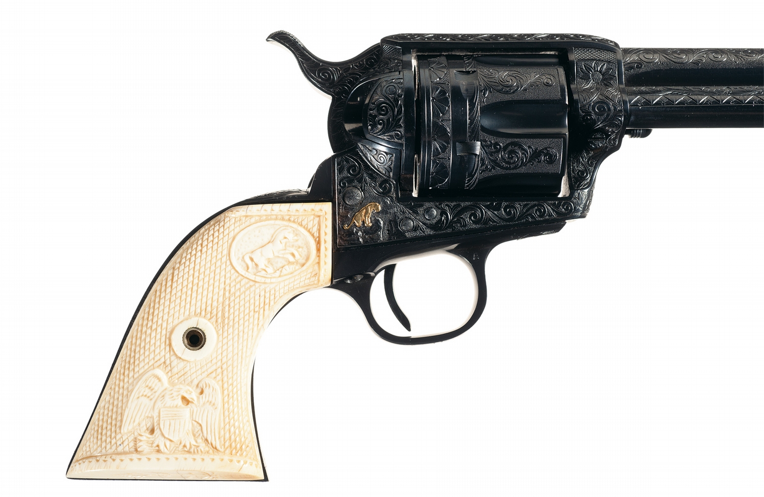 Custom Engraved Gold Inlaid Postwar Colt Single Action Army Revolver ...
