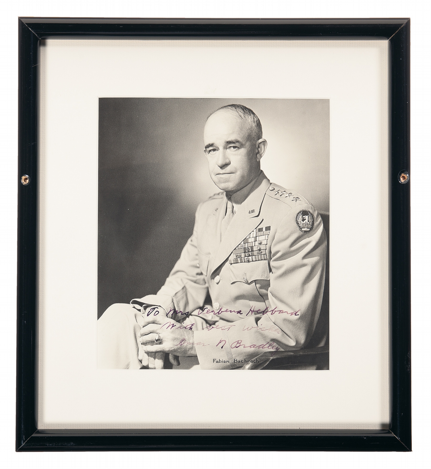 Framed and Autographed Picture of General Omar N. Bradley