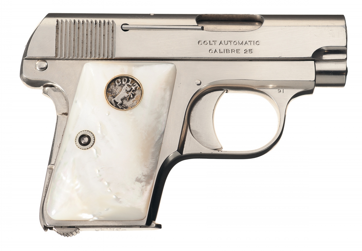 Excellent Colt Model 1908 Vest Pocket Hammerless Pistol with Pearl ...