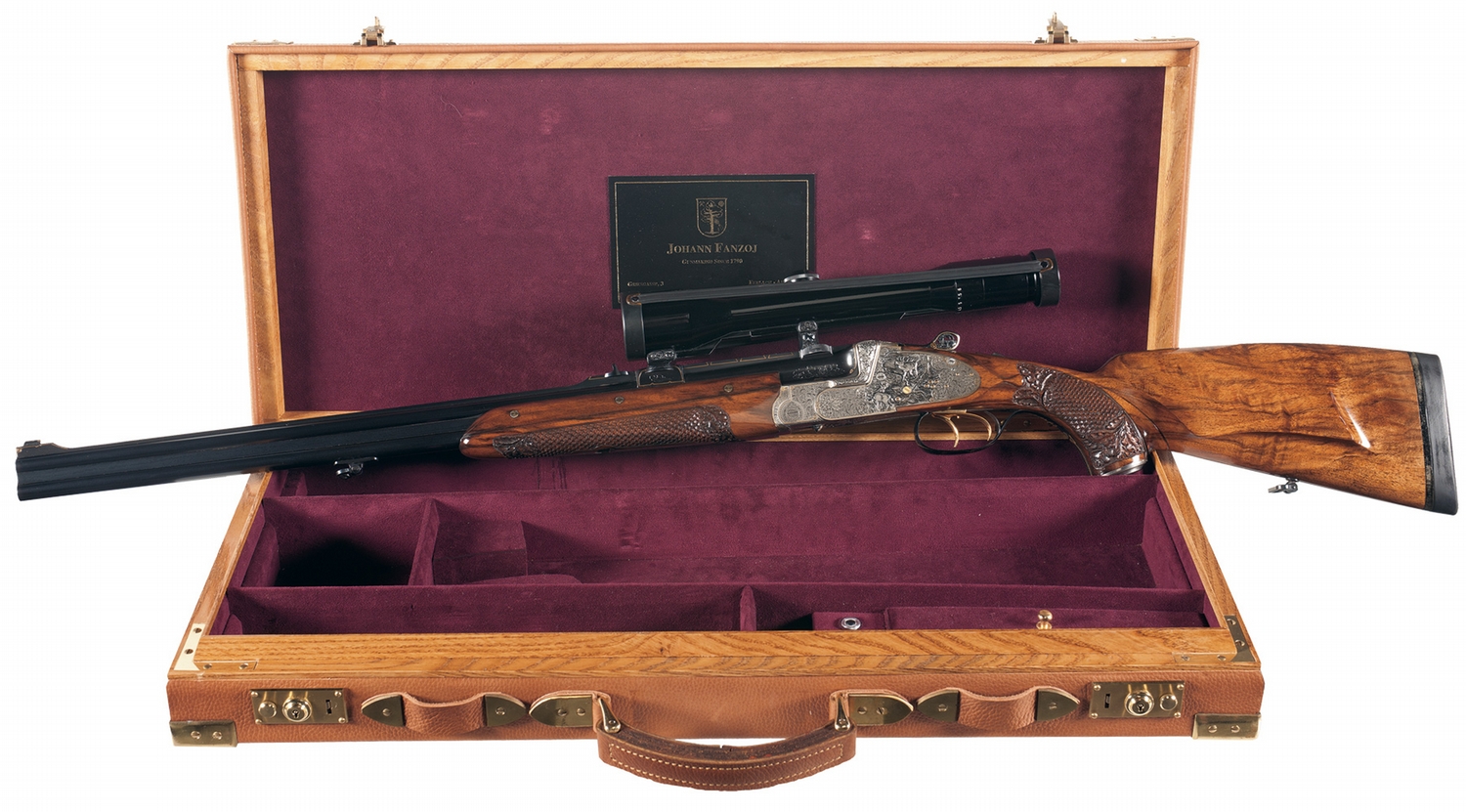 Exceptional Engraved Gold Inlaid Johann Fanzoj Ferlach Side Lock Over ...