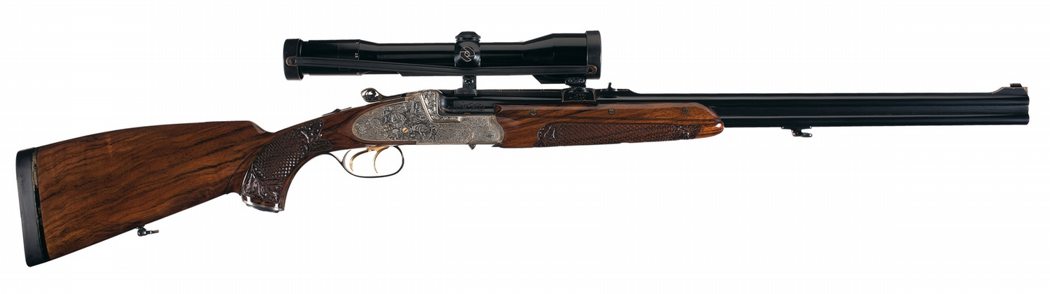 Exceptional Engraved Gold Inlaid Johann Fanzoj Ferlach Side Lock Over ...