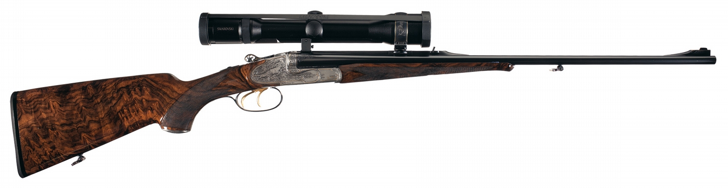 Signed Engraved Gold Inlaid Johann Fanzoj Ferlach Box Lock Double Rifle ...