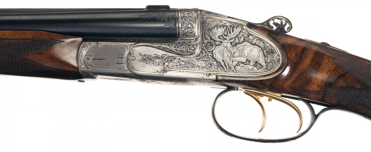 Signed Engraved Gold Inlaid Johann Fanzoj Ferlach Box Lock Double Rifle ...