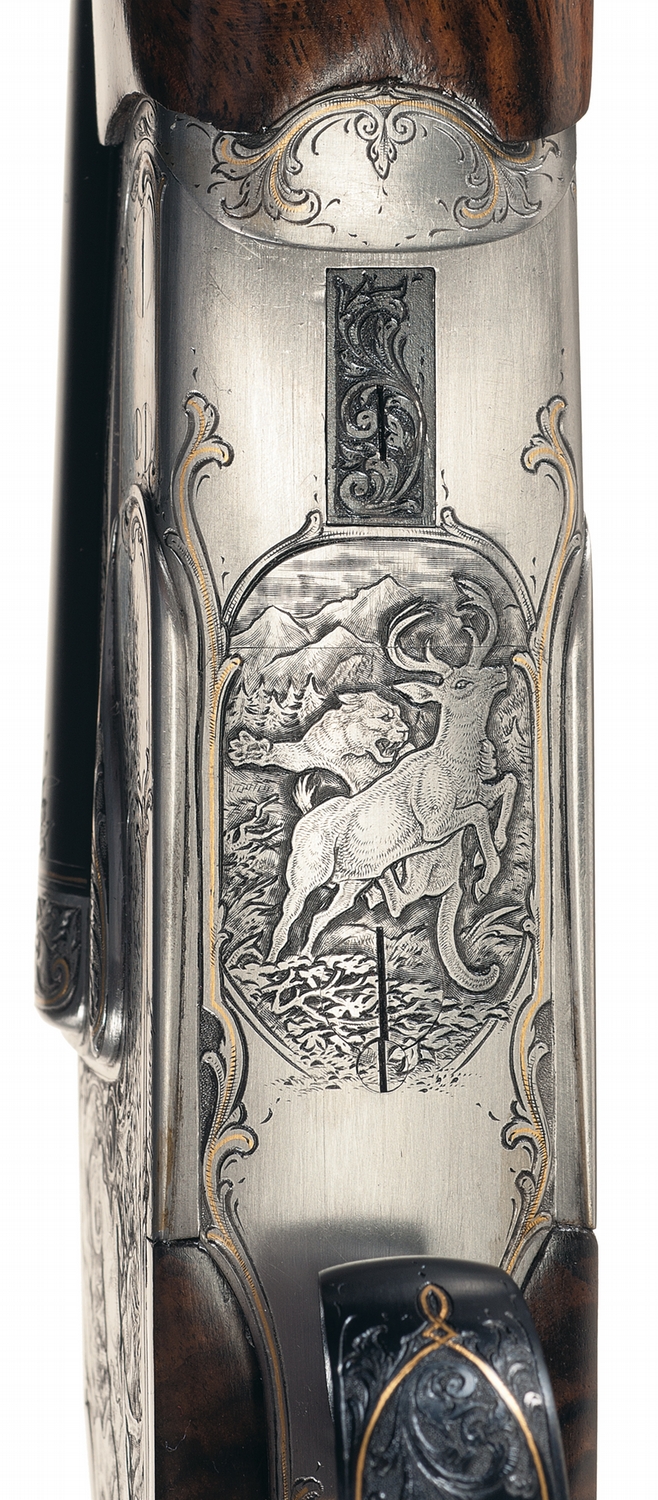 Signed Engraved Gold Inlaid Johann Fanzoj Ferlach Box Lock Double Rifle ...