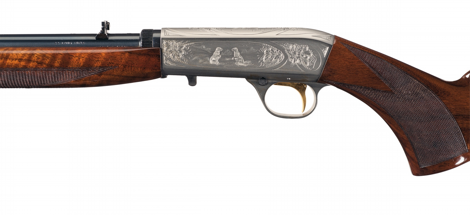 Engraved Belgium Browning Grade II .22 Semi-Automatic Rifle with Case