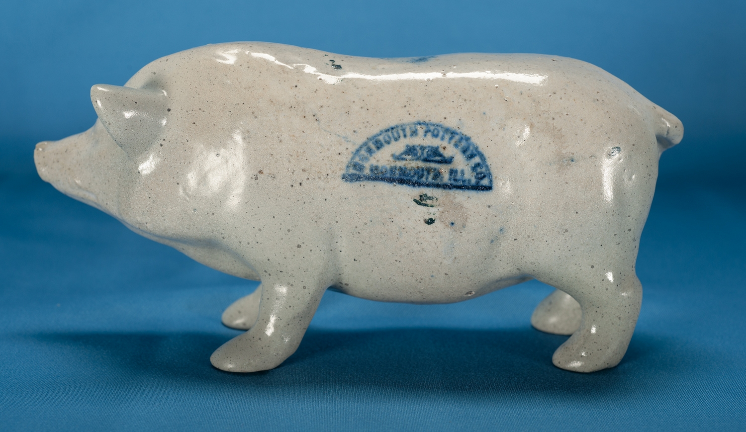Rare Stoneware Pig Figural Side Stamped Monmouth Pottery Co.