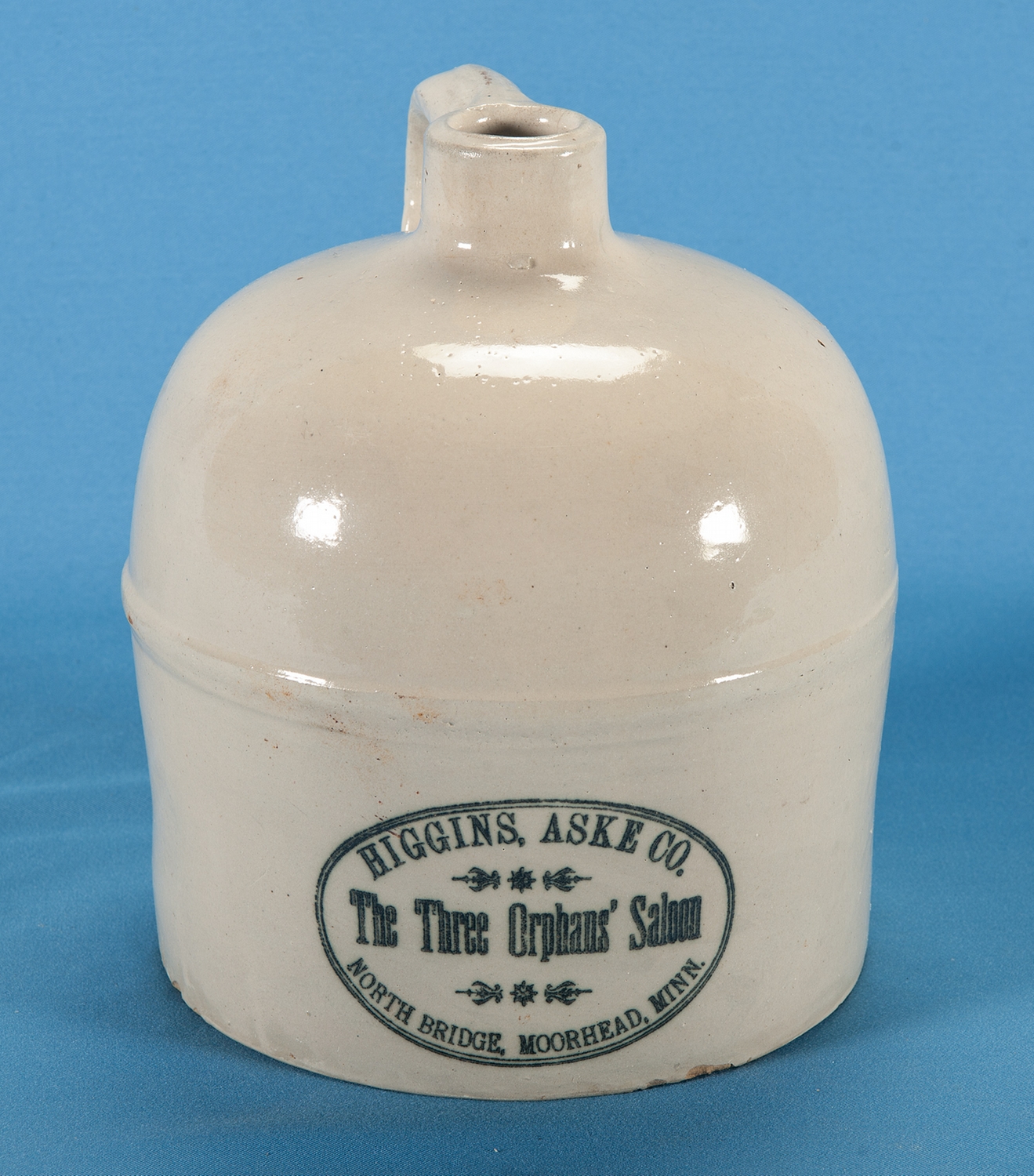 Rare Red Wing Pottery Three Orphans' Saloon Advertising Jug