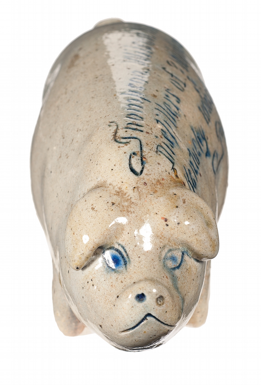 Stunning Salt Glaze Anna Pottery Pig Flask with Whiskey Distillers ...
