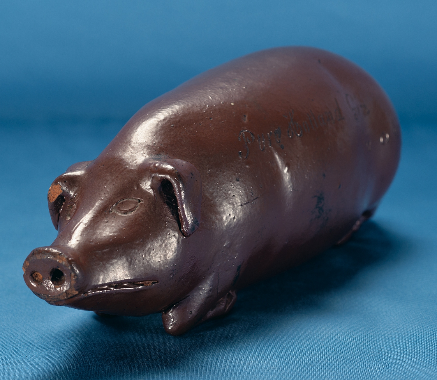 Rare Stoneware Pig Flask Incised "Pure Holland Gin/ In A Hogs ...