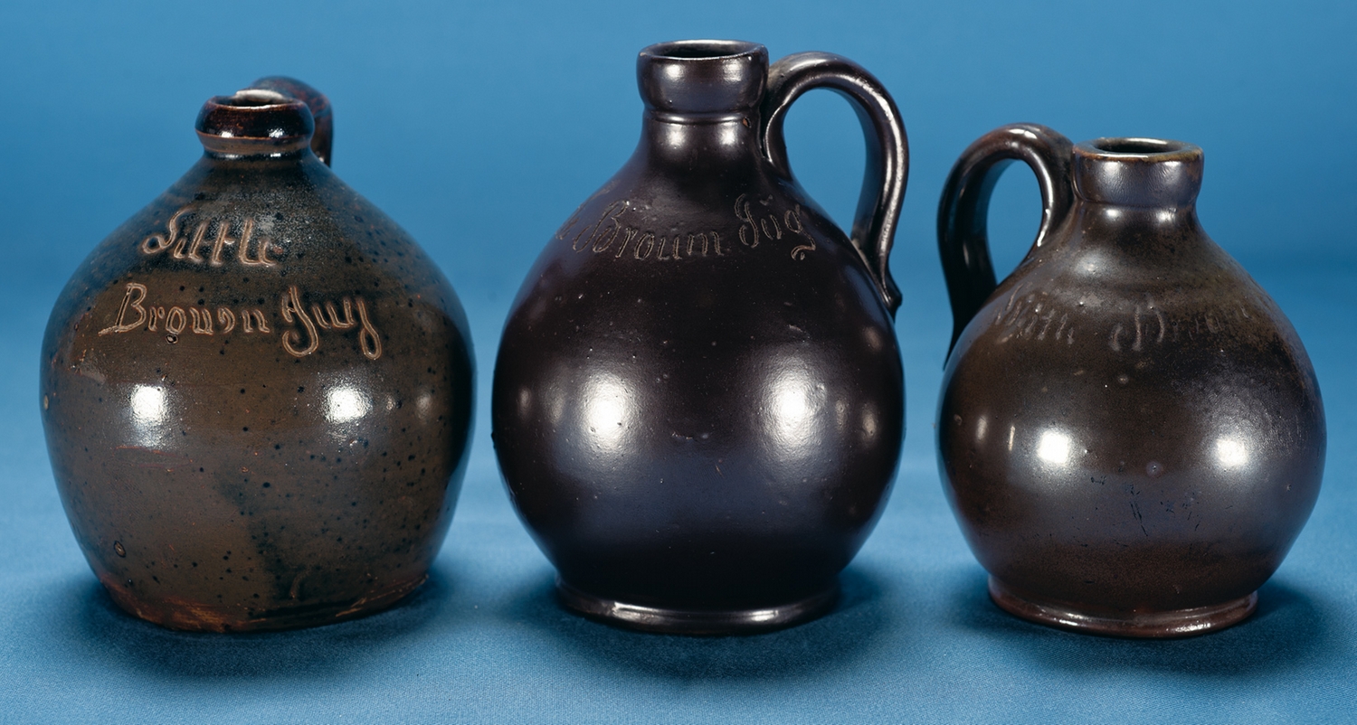 Three Little Brown Jugs Attributed to Anna Pottery
