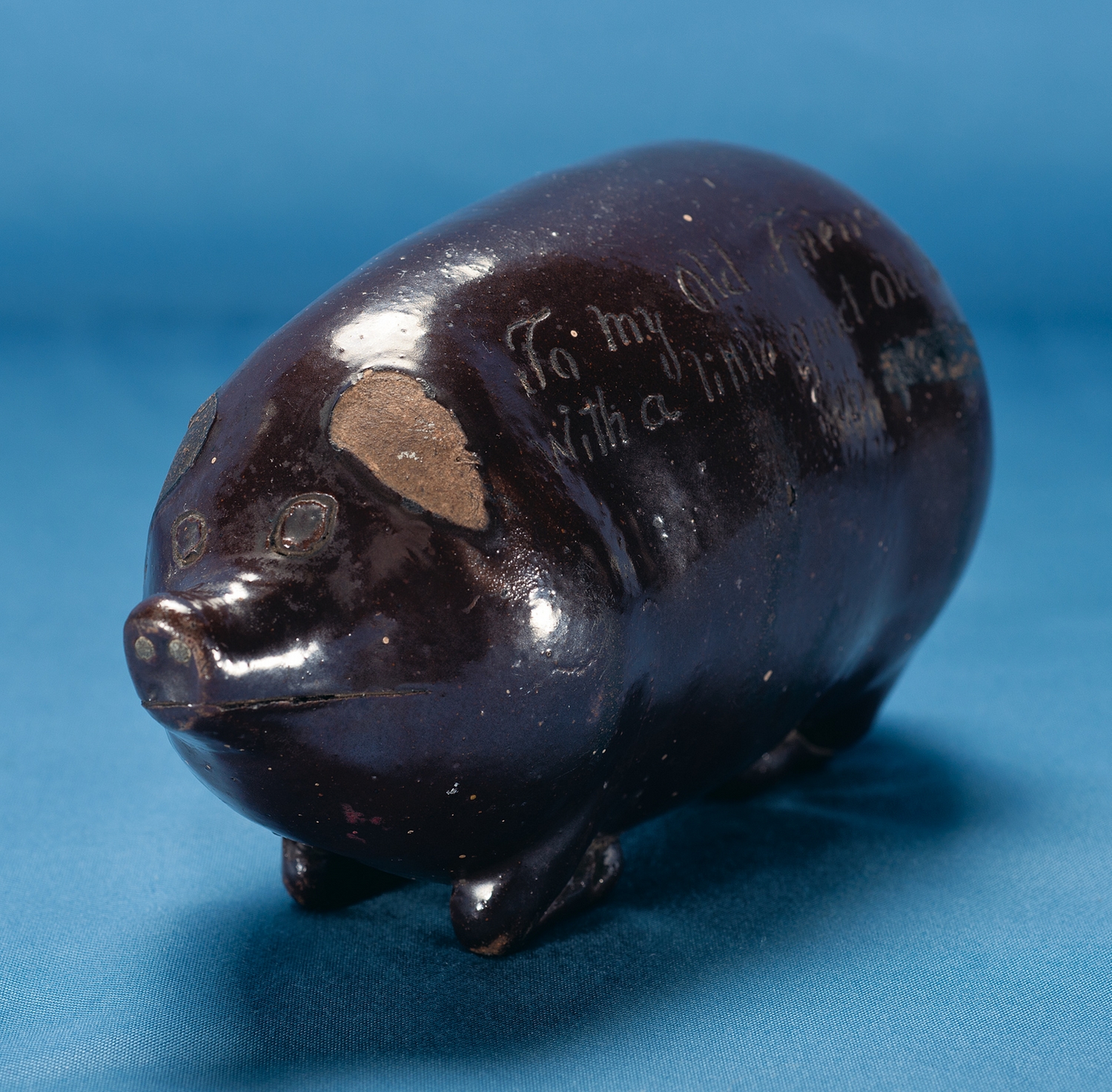 Rare World's Fair Anna Pottery Pig Flask by Wallace Kirkpatrick Circa 1893