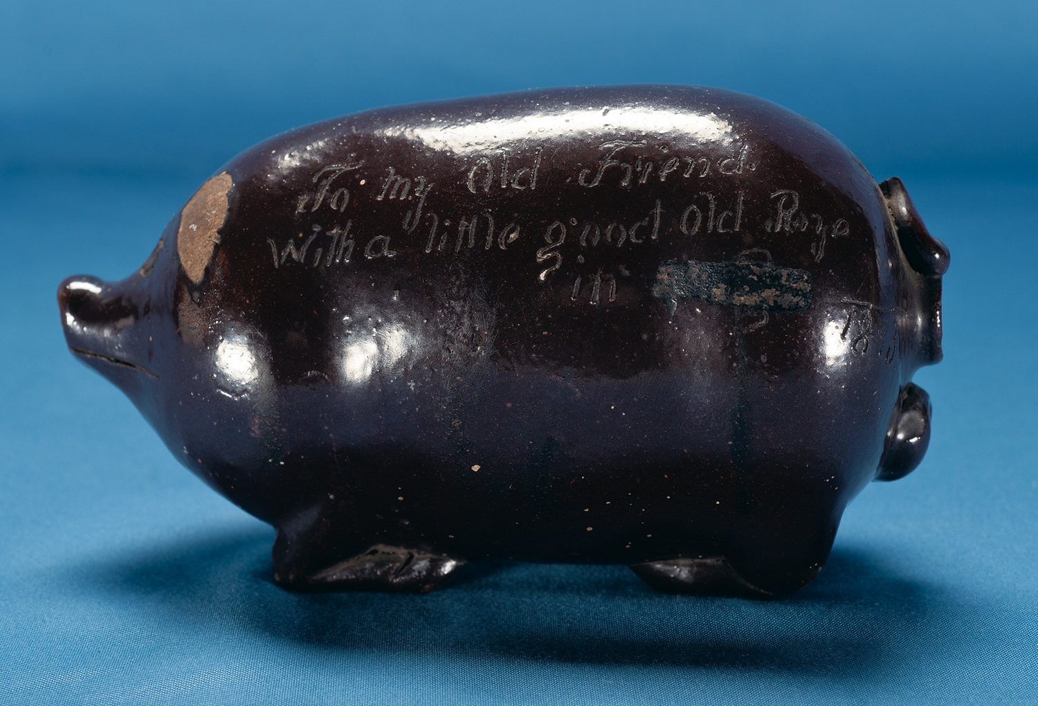 Rare World's Fair Anna Pottery Pig Flask by Wallace Kirkpatrick Circa 1893