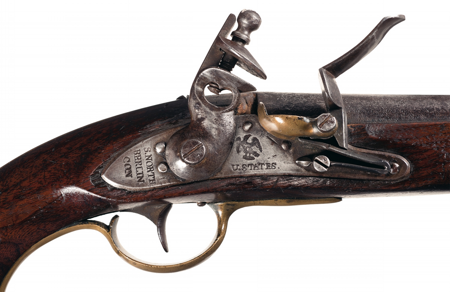 Rare U.S. Simeon North Model 1811 Transition Flintlock Pistol
