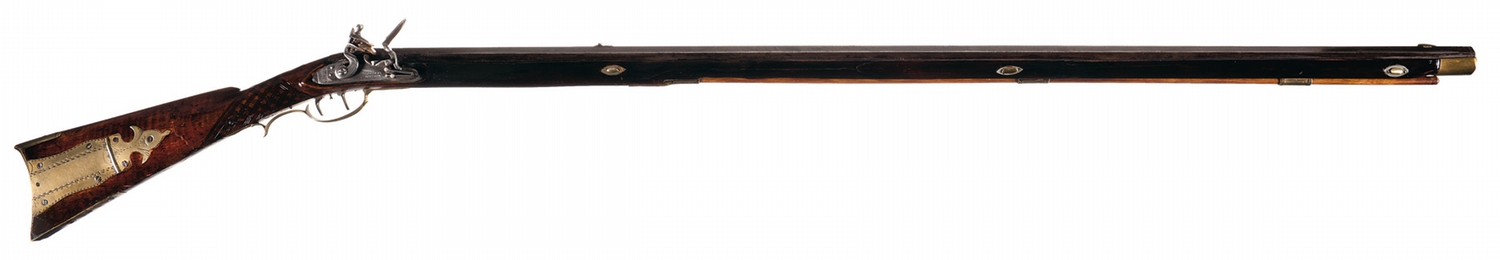 J.J. Henry Marked Kentucky Flintlock Rifle with Powder Horn