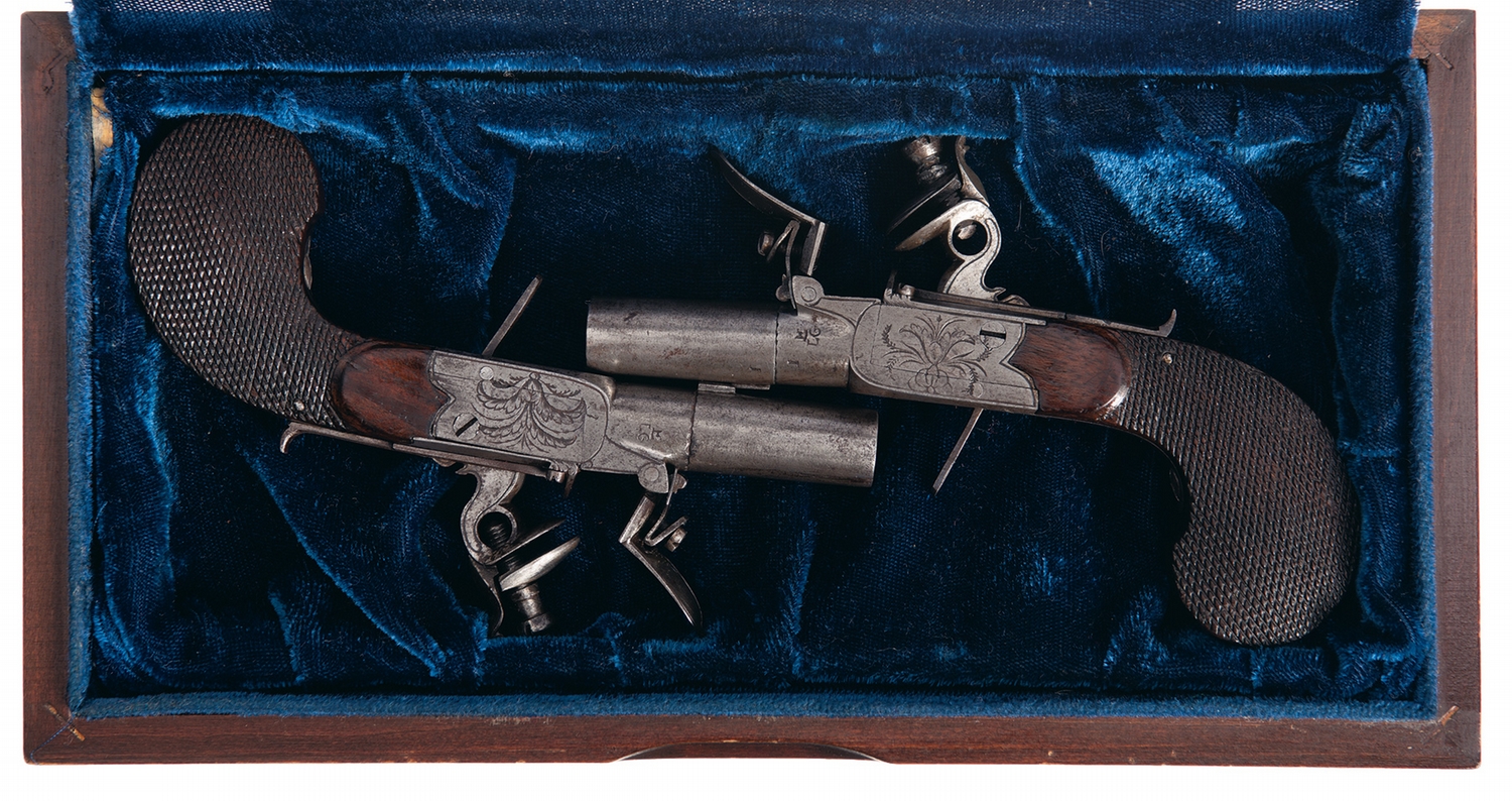 Pair of European Flintlock Pistols in Modern Custom Case -A) European ...