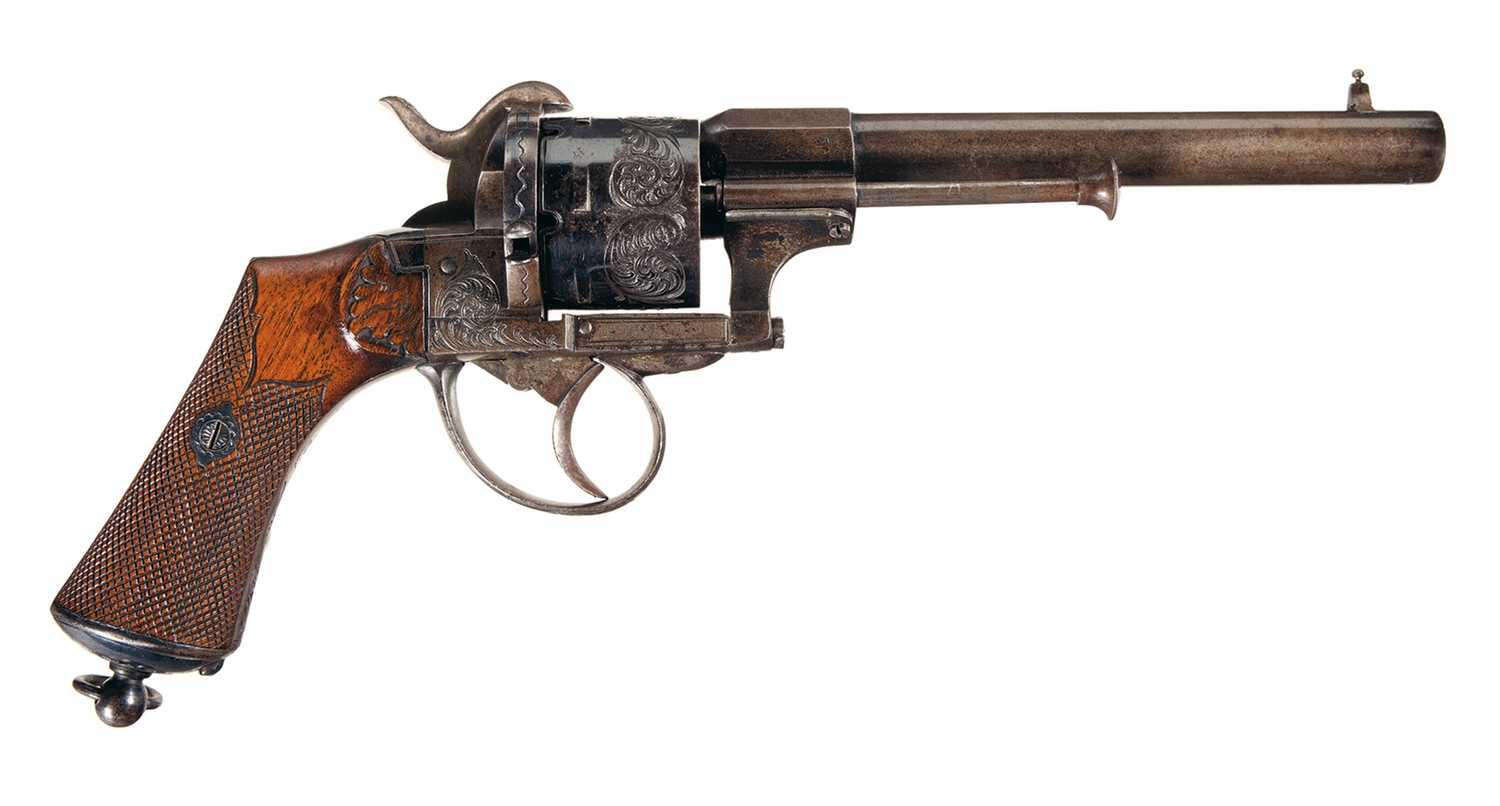 Finely Engraved LeFaucheux Double Action Pinfire Revolver