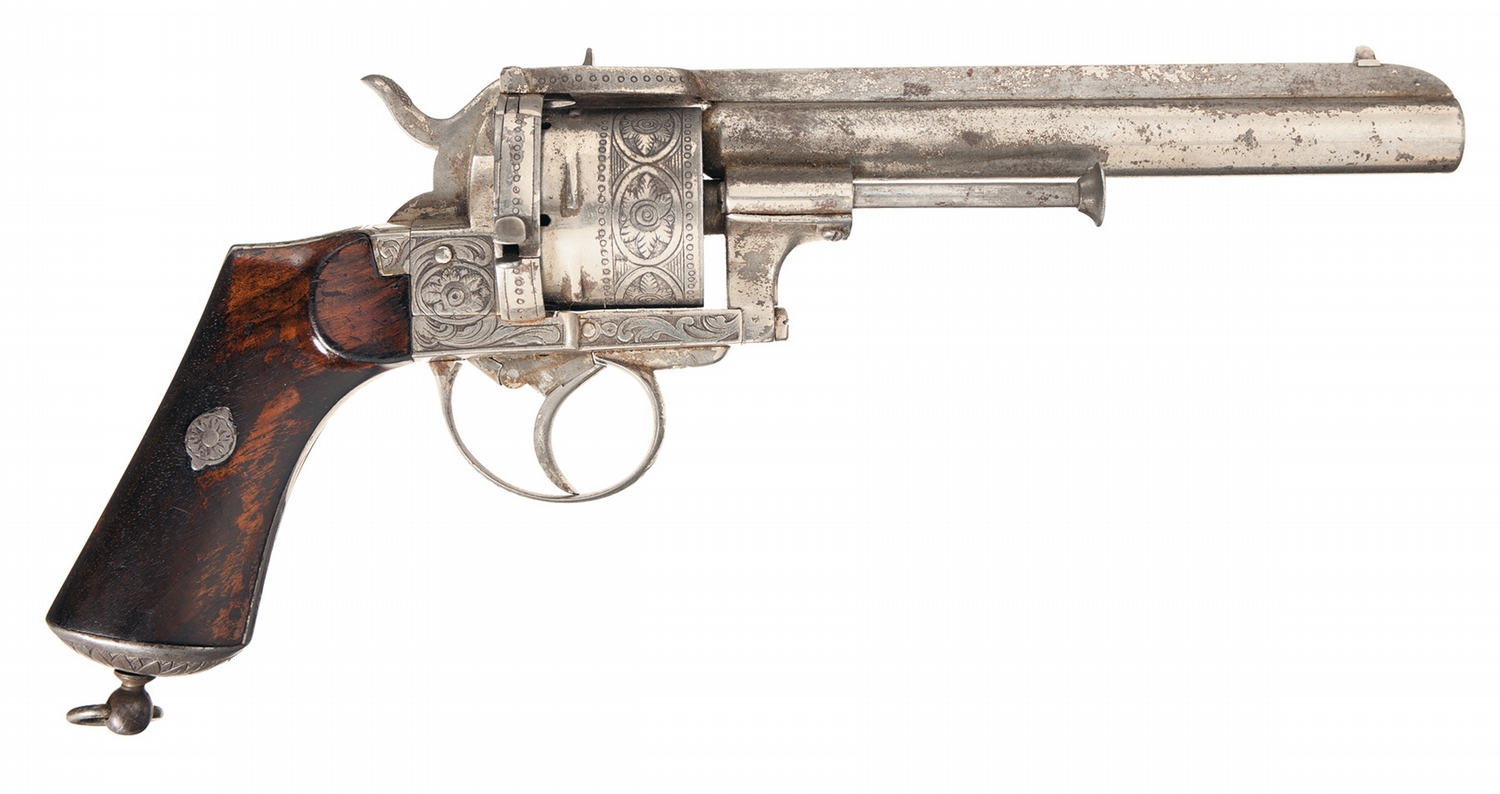 Engraved European Double Action Pinfire Revolver