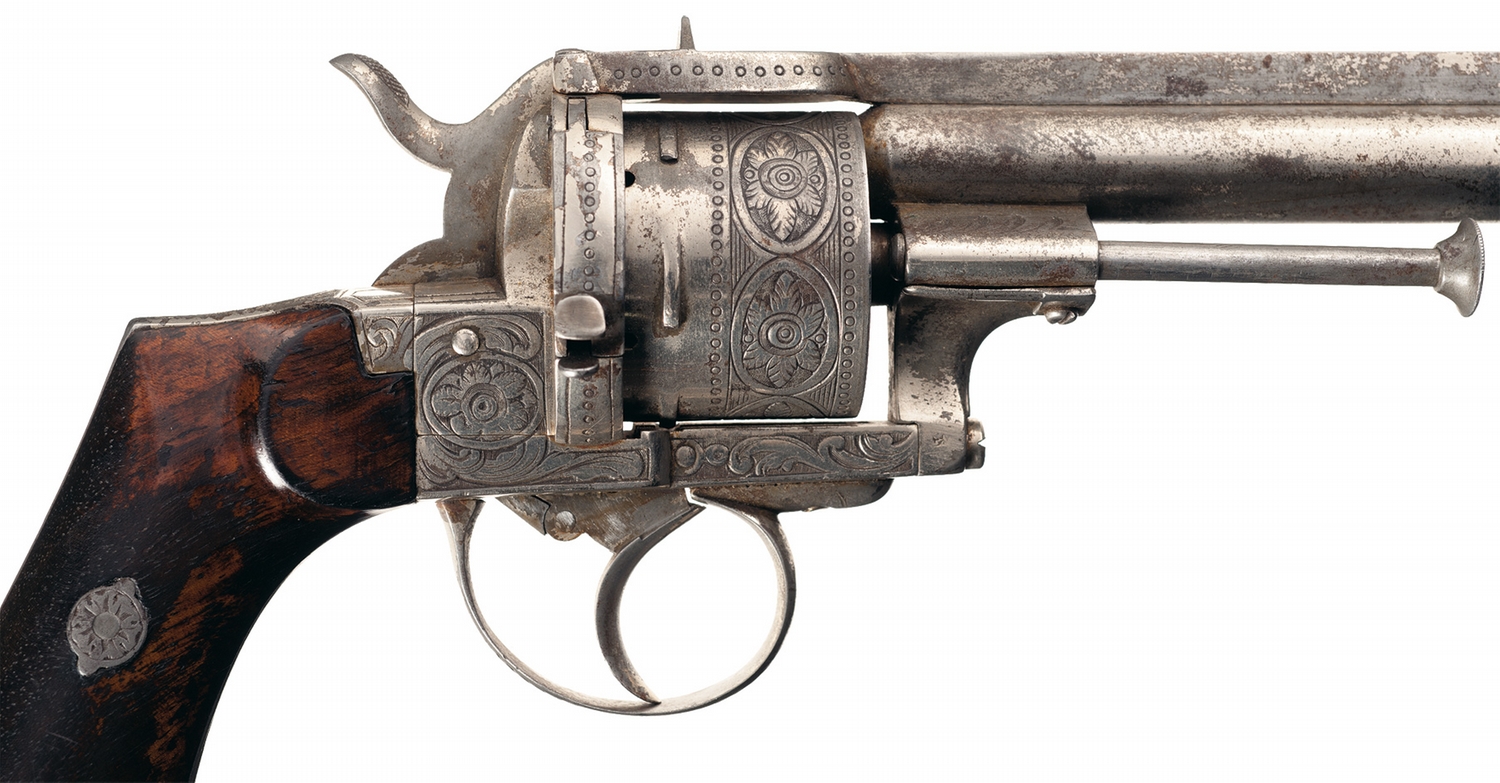 Engraved European Double Action Pinfire Revolver
