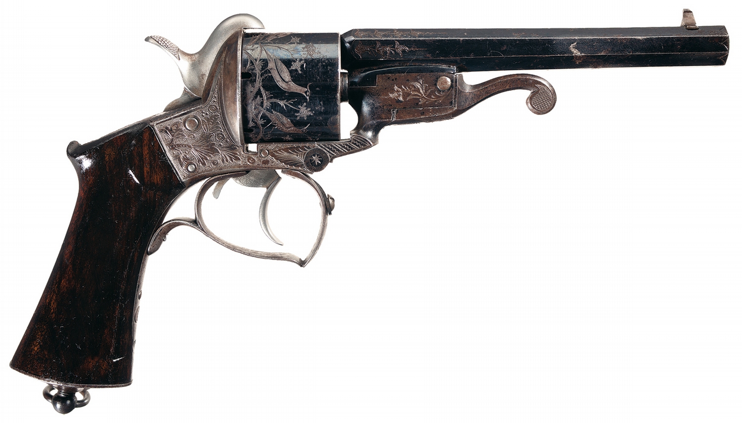 Engraved Javelle Double Action Pinfire Revolver