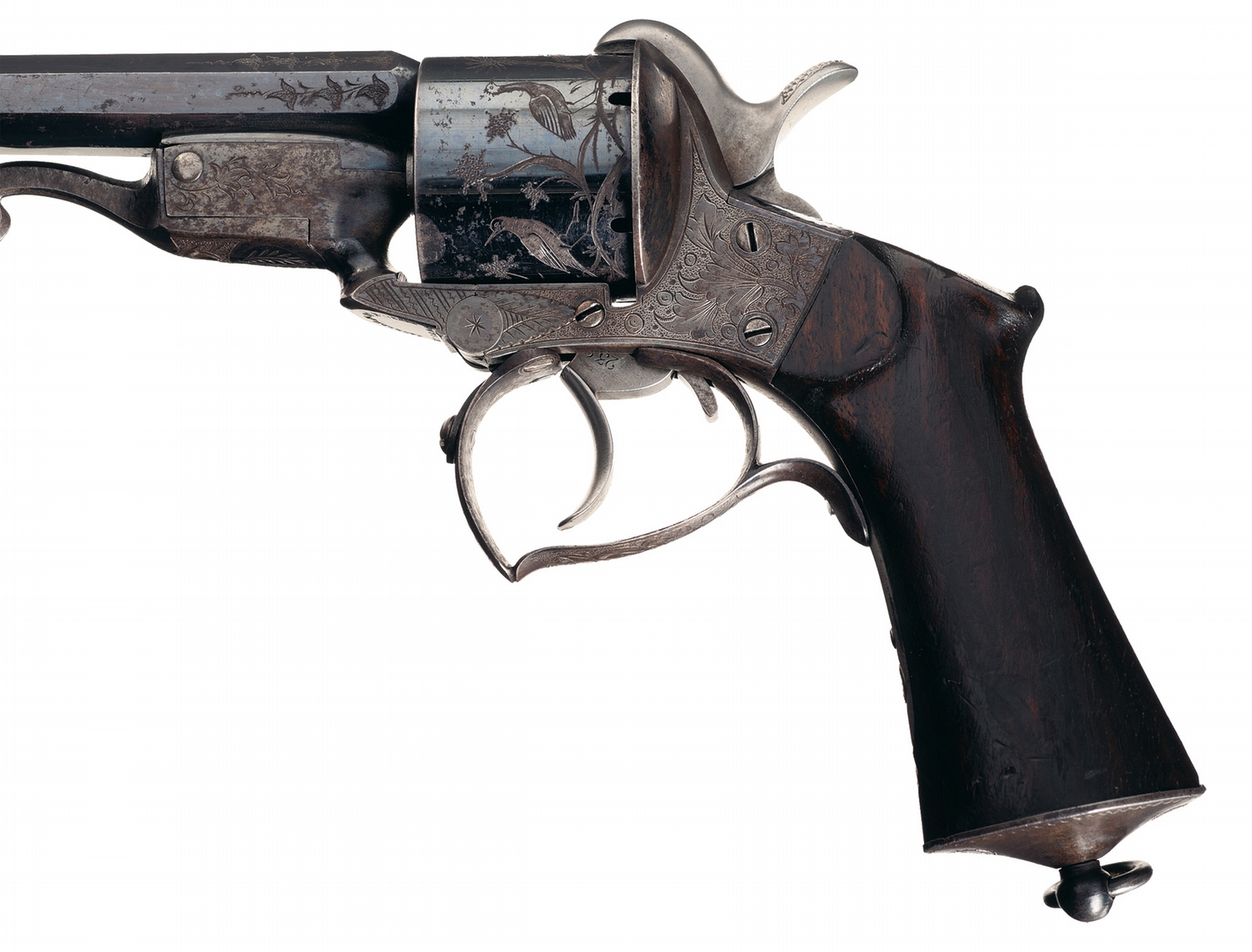 Engraved Javelle Double Action Pinfire Revolver