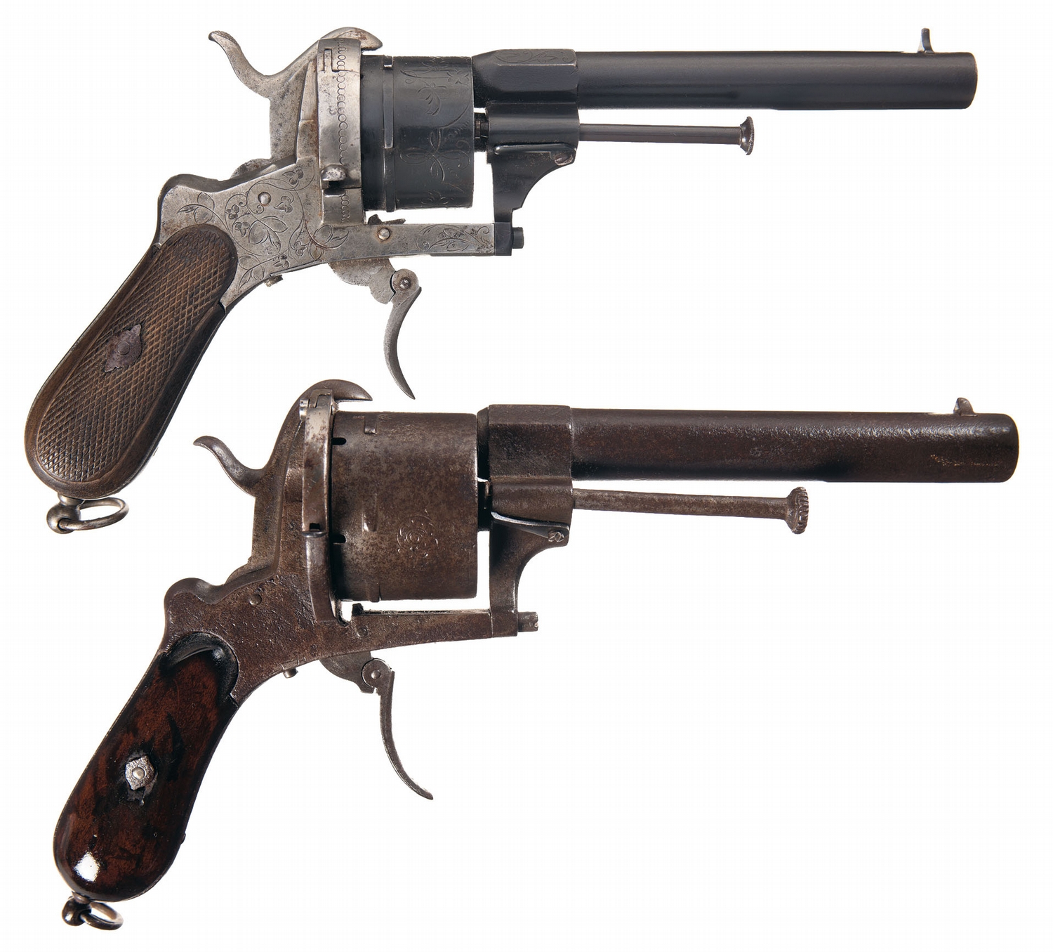 Collector's Lot of Two Pinfire Revolvers -A) Engraved Spanish Pinfire ...