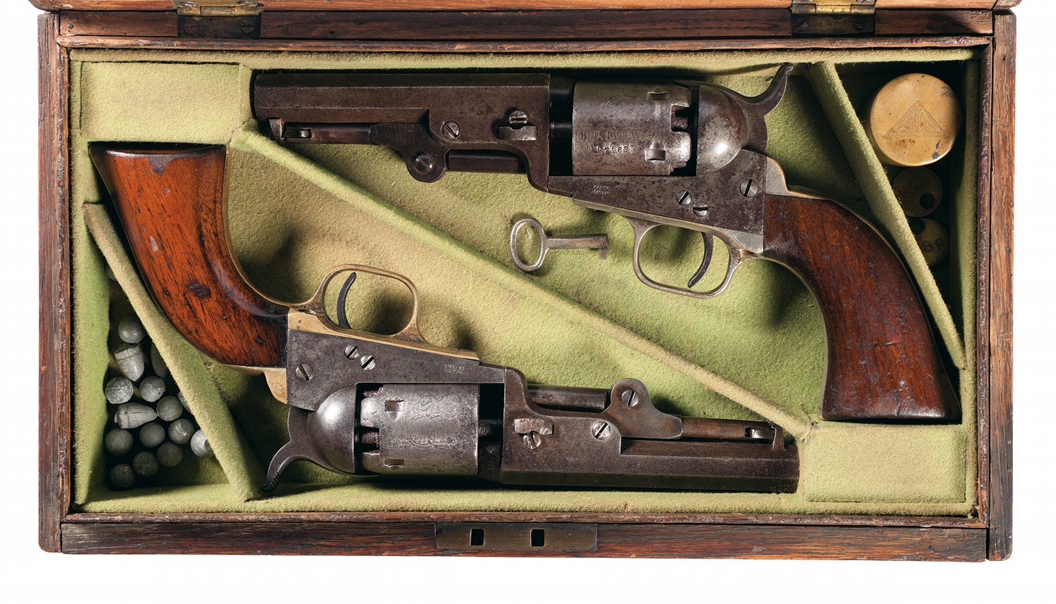 Custom Cased Pair of Colt Model 1849 Percussion Pocket Revolvers -A ...