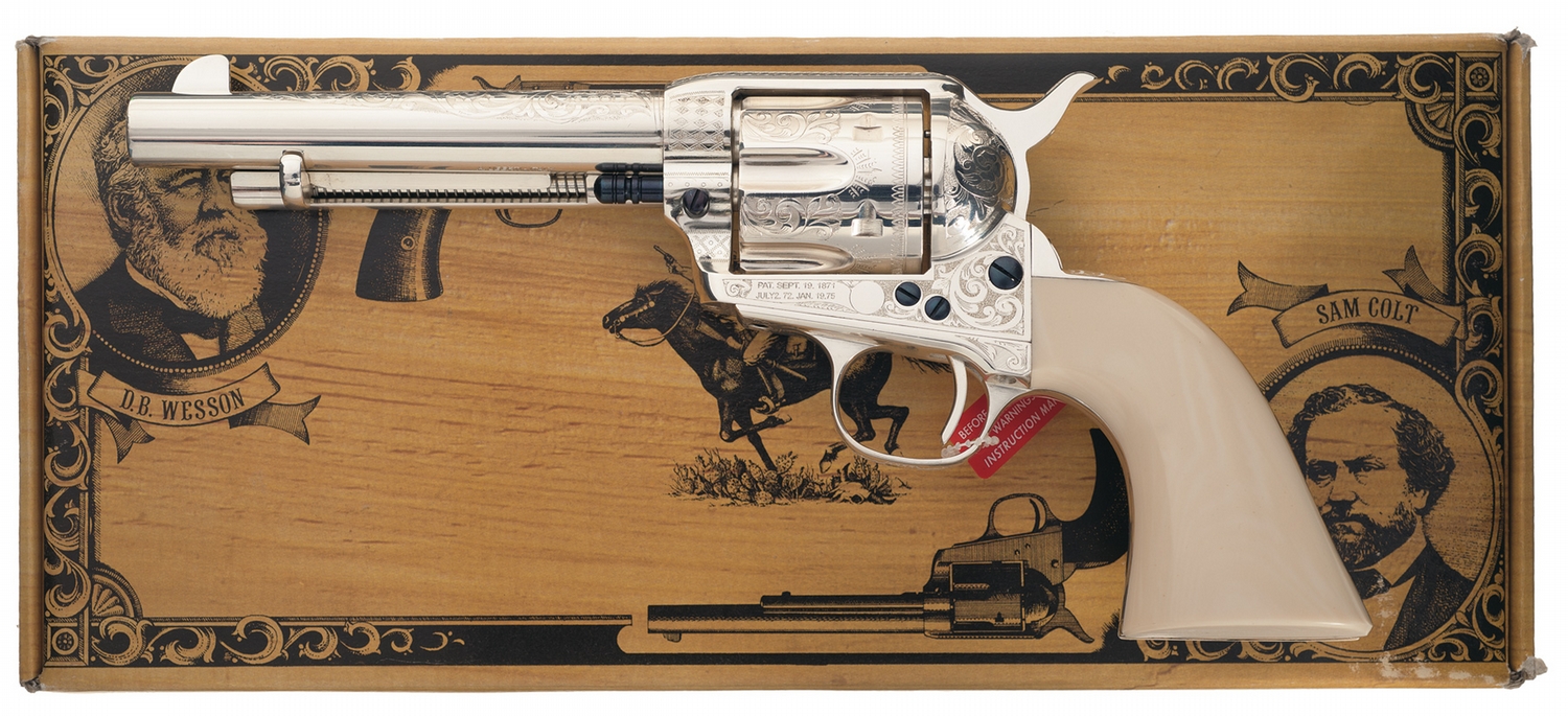 Engraved Cimarron Frontier Six Shooter Single Action Revolver with Case ...