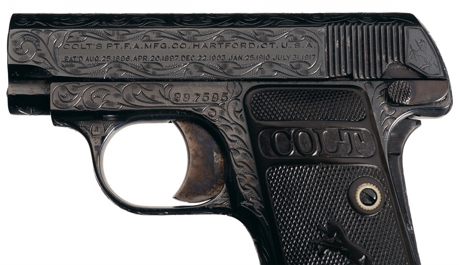 Engraved Colt Model 1908 Hammerless Pocket Pistol with Box