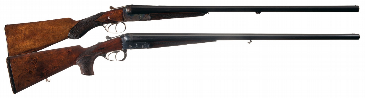 Two European Side by Side Shotguns -A) French Double Barrel Hammerless ...