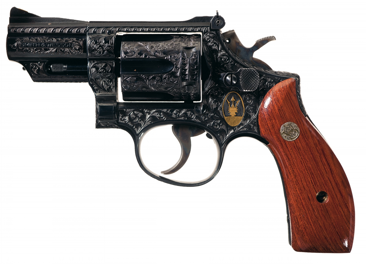 Unique Custom Engraved Gold Inlaid Smith & Wesson Model 19-3 Double ...