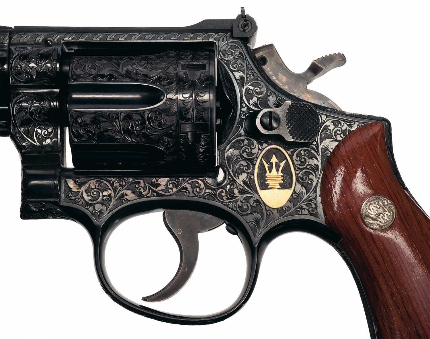 Unique Custom Engraved Gold Inlaid Smith & Wesson Model 19-3 Double ...