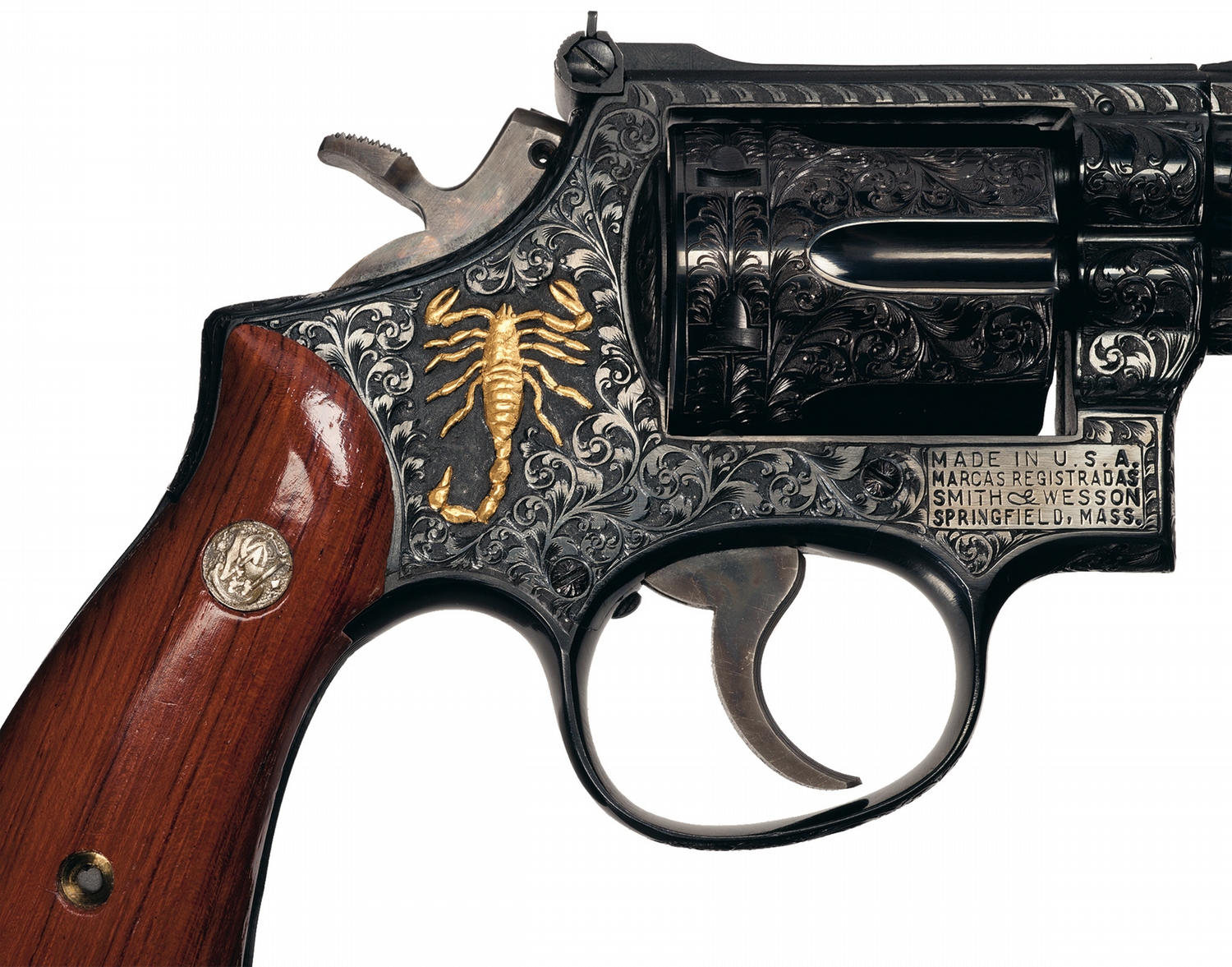 Unique Custom Engraved Gold Inlaid Smith & Wesson Model 19-3 Double ...