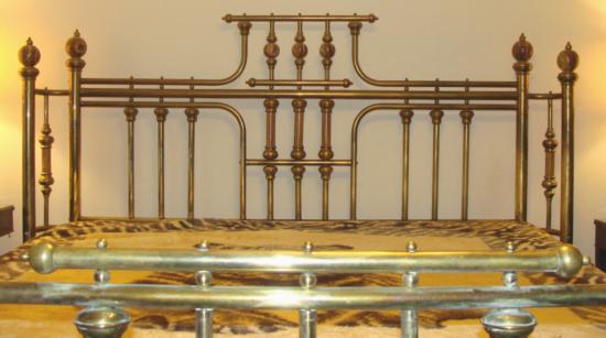 Vintage Brass & Marble Poster Bed King Size Frame