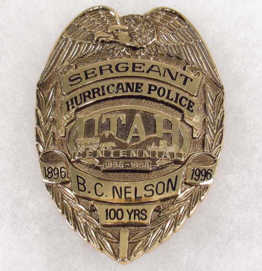 HURRICANE UTAH POLICE SERGEANT CENTENNIAL LAW BADGE