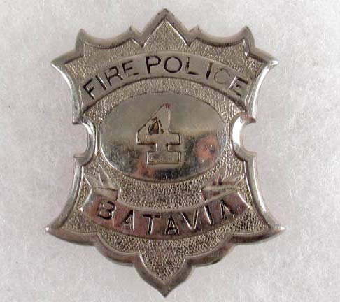 VINAGE BATAVIA IL FIRE POLICE DEPARTMENT BADGE