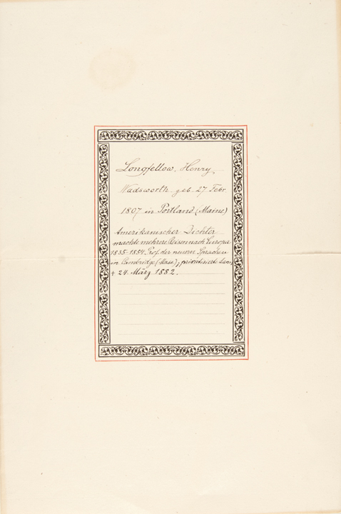HENRY WADSWORTH LONGFELLOW, Poem+Letter Signed