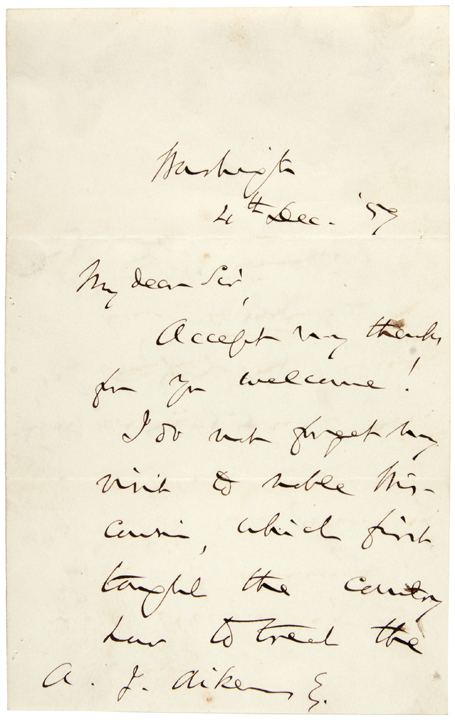 CHARLES SUMNER, 1859 Autograph Letter Signed