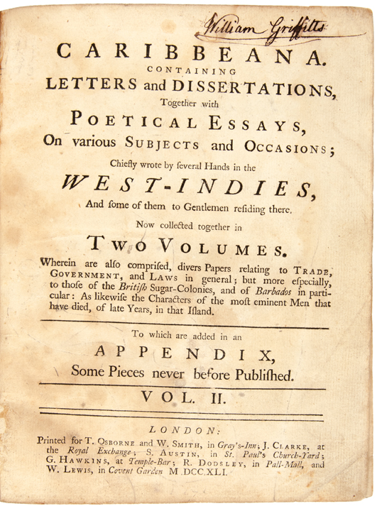 “Caribbeana...” Compiled by Samuel Keimer 1741