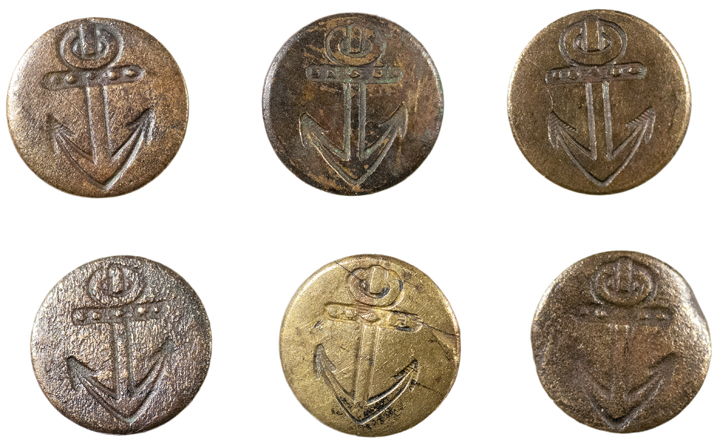 Six Matched British Merchant Navy Buttons