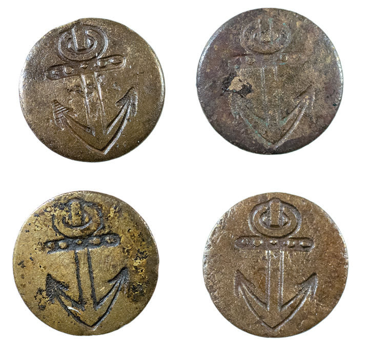 Four Matched British Merchant Navy Buttons