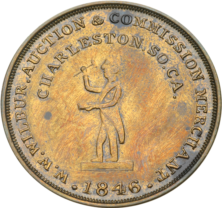 1846, Slave Auctioneer Token, W. Wilbur