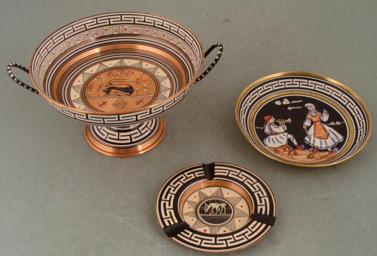 Hand Made Vintage Greek Copper, Brass Bowl, Plate