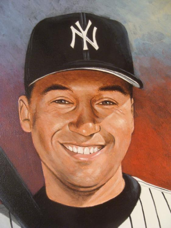 Leon Wolf Original Signed Painting Derek Jeter Yankees