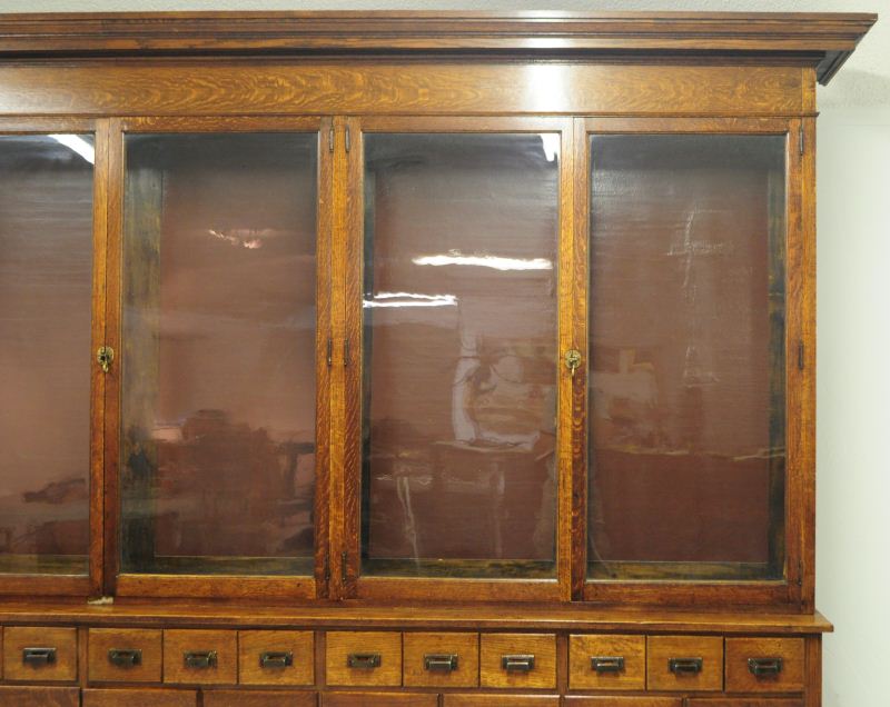 Oak Country Store Apothecary Display Cabinet