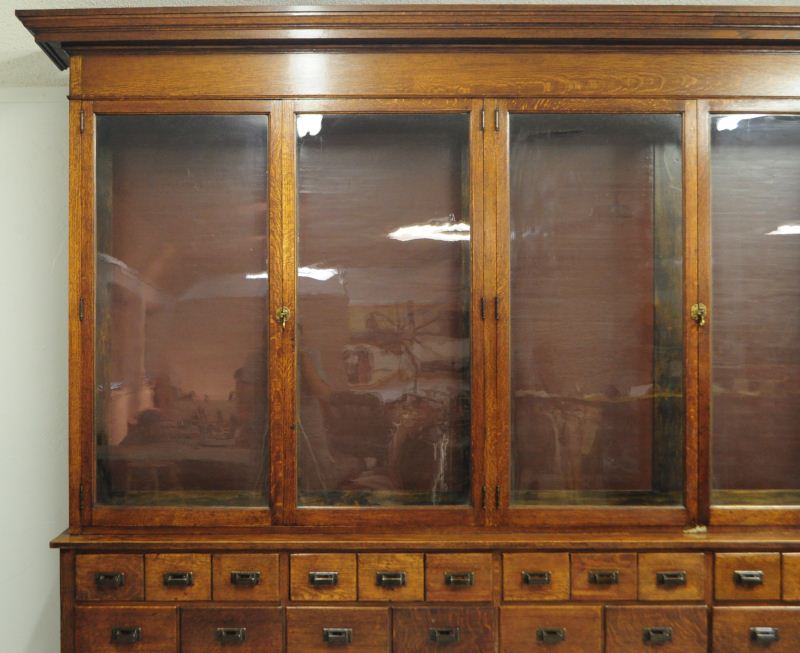Oak Country Store Apothecary Display Cabinet